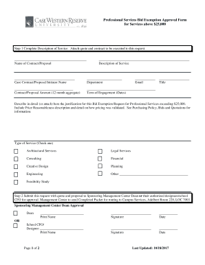 Fillable Online Professional Services Bid Exemption Approval Form Fax ...