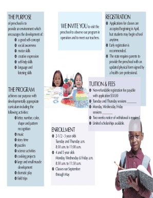 84+ Free Editable Preschool Brochure Templates in MS Word [DOC] | pdfFiller