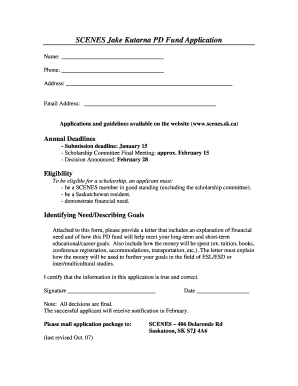 Fillable Online SCENES Jake Kutarna PD Fund Application - TESL ...