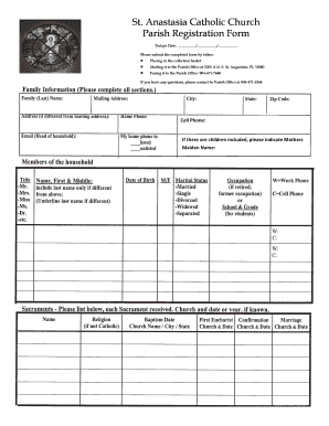 Fillable Online St. Anastasia Catholic Church Parish Registration Form ...