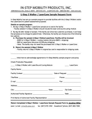Fillable Online to access our Sample Request Form - In-Step Mobility ...