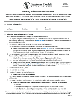 Fillable Online Selective Service Verification - Eastern Florida State ...