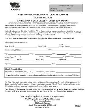 Fillable Online Class Y Crossbow Permit - WV Hunting and Fax Email ...