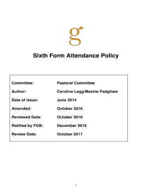Fillable Online Sixth Form Attendance Policy - Amazon Web Services Fax ...