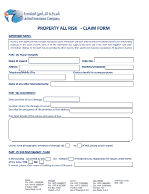 Fillable Online PROPERTY ALL RISK - CLAIM FORM Fax Email Print - pdfFiller