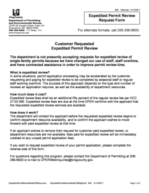 Fillable Online Expedited Permit Review Request Form, 20170112 Fax ...