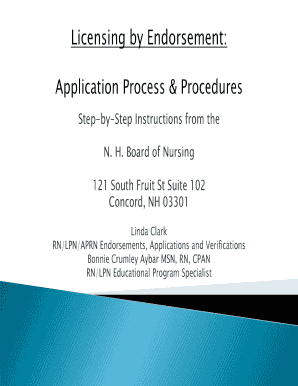 Fillable Online RN LPN Endorsement Application and Instructive ...