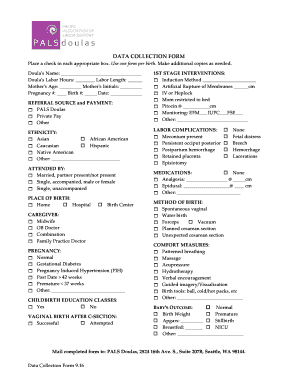 Fillable Online data collection form - PALS Doulas Fax Email Print ...