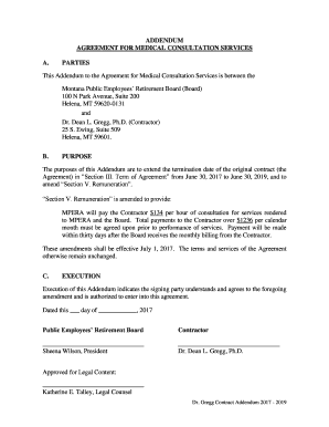 Fillable Online mpera mt ADDENDUM AGREEMENT FOR MEDICAL CONSULTATION ...