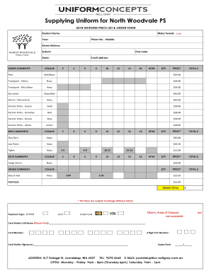 Fillable Online 2018 North Woodvale Primary School Online Order Form ...