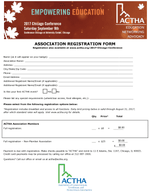 Fillable Online ASSOCIATION REGISTRATION FORM - ACTHA - Fax Email Print ...