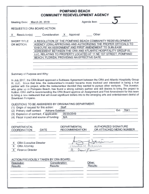 Fillable Online In July 2017, the CRA Board approved a Sublease ...