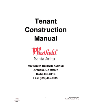 Fillable Online Tenant Construction Manual - Westfield Tenant ...