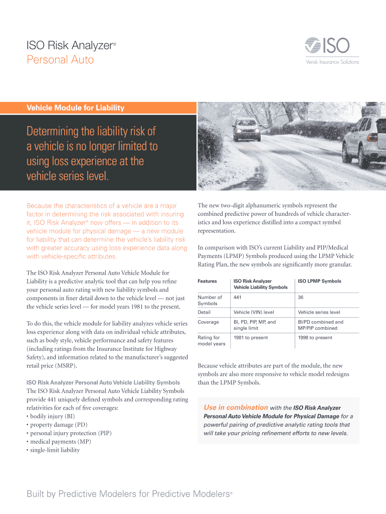 Fillable Online ISO Risk Analyzer Personal Auto Vehicle Module for ...