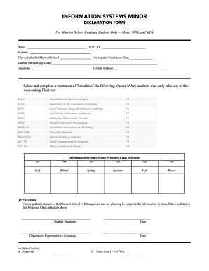 Fillable Online marriottschool byu IS Minor Declaration Form (Fall 2016 ...
