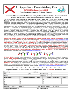 Fillable Online St. Augustine Florida History Tour Fax Email Print ...