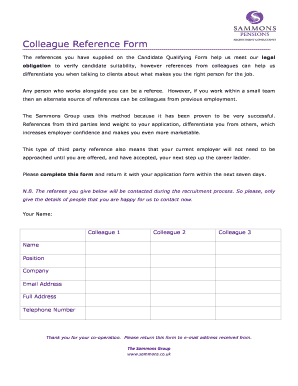 Fillable Online Colleague Reference Form - Amazon Web Services Fax ...
