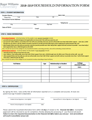 Fillable Online 2018-2019 HOUSEHOLD INFORMATION FORM Fax Email Print ...