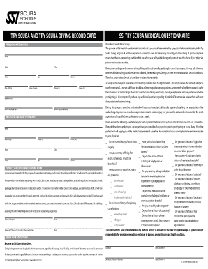 Fillable Online try scuba and try scuba diving record card ssi try ...