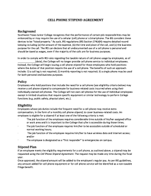 Fillable Online CELL PHONE STIPEND AGREEMENT.docx Fax Email Print ...