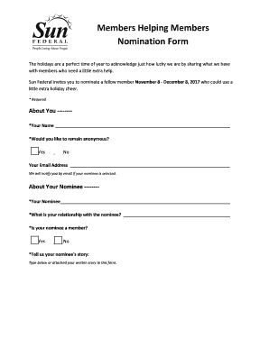 Fillable Online Members Helping Members Nomination Form Fax Email Print ...
