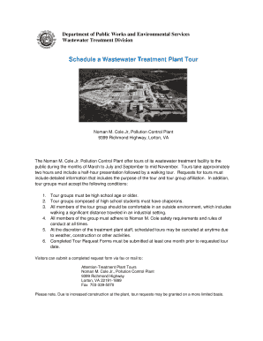 Fillable Online Noman Cole Plant Tour Request Form. wastewater ...