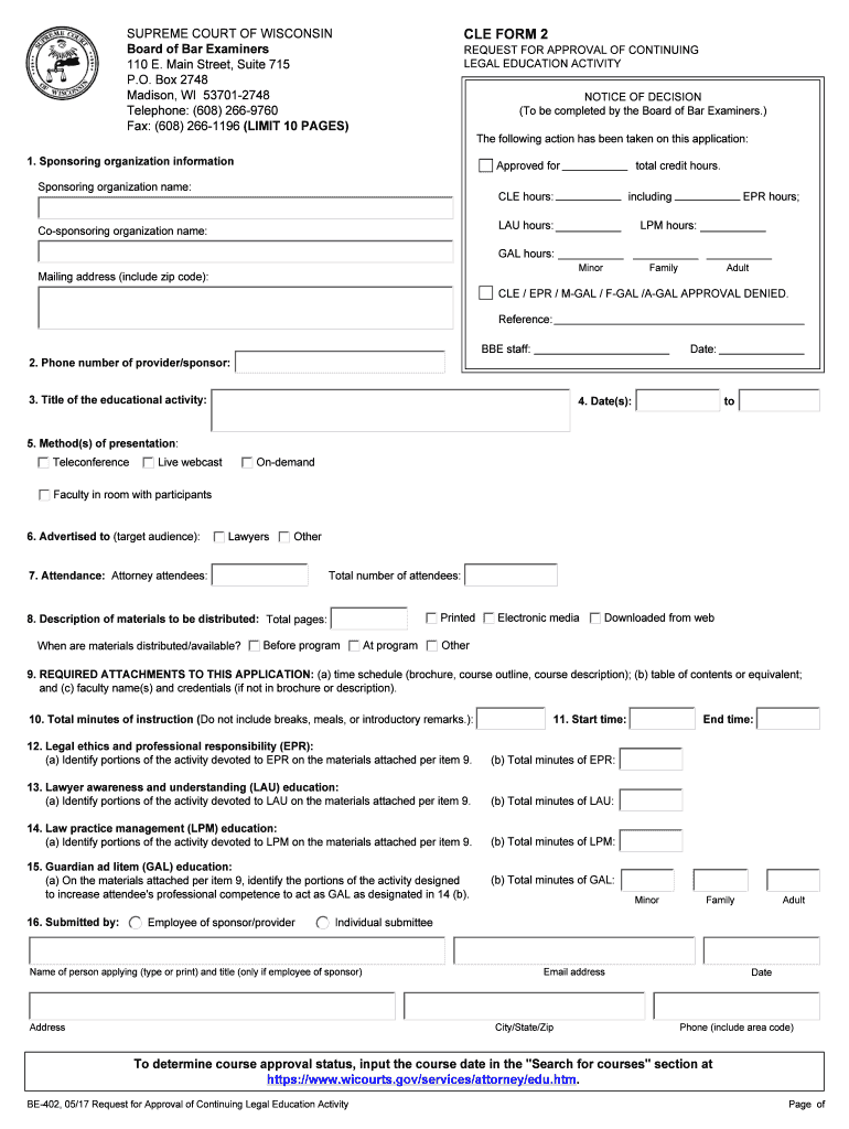 Wisconsin continuing cle: Fill out & sign online | DocHub