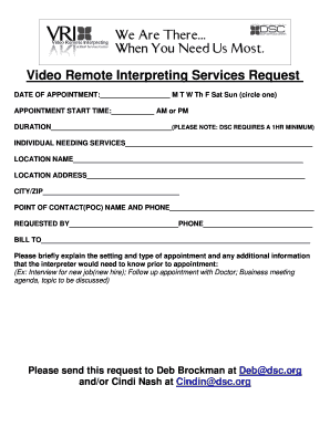 Fillable Online Video Remote Interpreting Services Request Form Fax ...