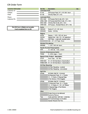 Fillable Online Order Form - CRI Recycling Fax Email Print - pdfFiller