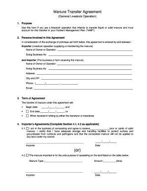 Fillable Online Manure Transfer Agreement Fax Email Print - pdfFiller