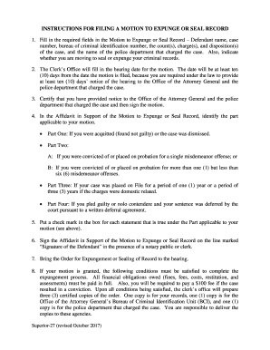 Fillable Online Motion and Affidavit to Expunge or Seal Record ...