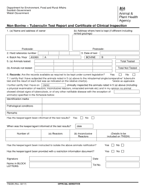 Fillable Online Non Bovine Tuberculin Test Report and Certificate of ...