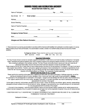 Fillable Online 2018 Archery Registration Form Fax Email Print - pdfFiller