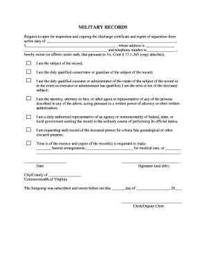 Fillable Online Military Records Request Form - Madison County Virginia ...