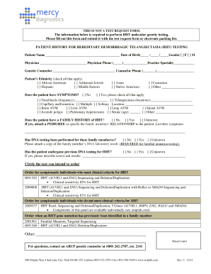 Fillable Online patient history for hht testing - ARUP Lab Test ...