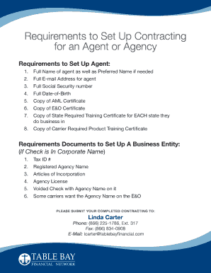 Fillable Online Requirements to Set Up Contracting for an Agent or ...