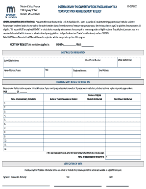 Fillable Online education mn Postsecondary Enrollment Options (PSEO ...