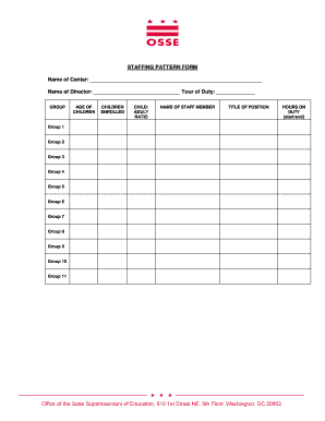 Fillable Online STAFFING PATTERN FORM Name of Center: Name of Director ...