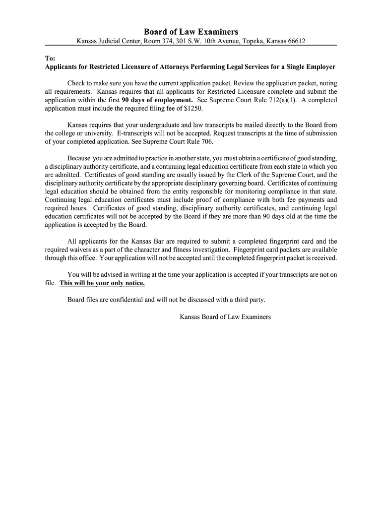 Kansas bar licensure: Fill out & sign online | DocHub