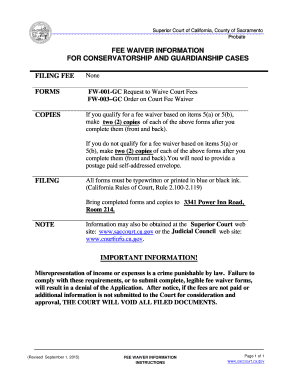 Fillable Online Fee Waiver Cover Sheet - Probate Conservatorship ...