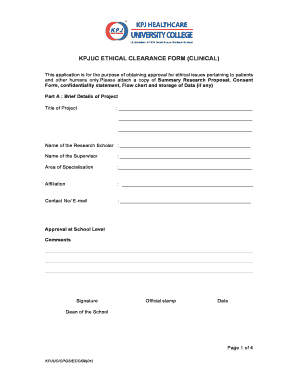 Fillable Online KPJUC ETHICAL CLEARANCE FORM (CLINICAL) Fax Email Print ...