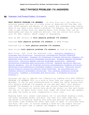 Holt Physics Problem 17a Answers - Fill Online, Printable, Fillable, Blank | pdfFiller