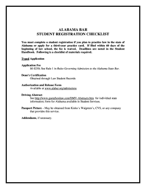 Fillable Online Frequently Asked ... - Alabama State Bar Admission ...