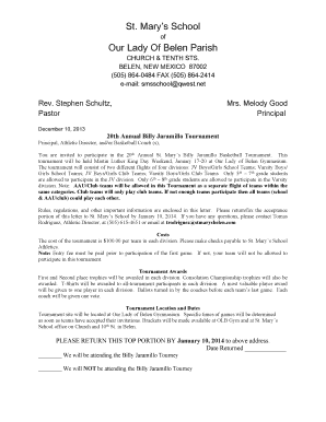 Fillable Online St. Mary's School Our Lady Of Belen Parish - Saint Mary ...