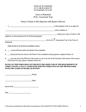 Fillable Online Notice of Intent to File Objection Fax Email Print ...