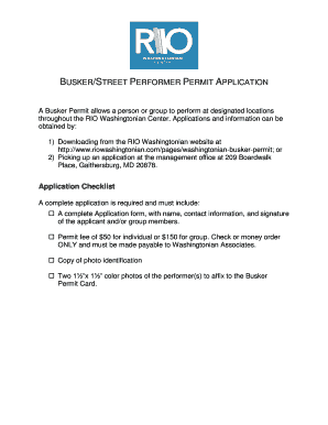 Fillable Online BUSKER/STREET PERFORMER PERMIT APPLICATION Fax Email ...