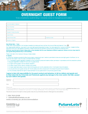 Fillable Online overnight guest form - Browzer Fax Email Print - pdfFiller