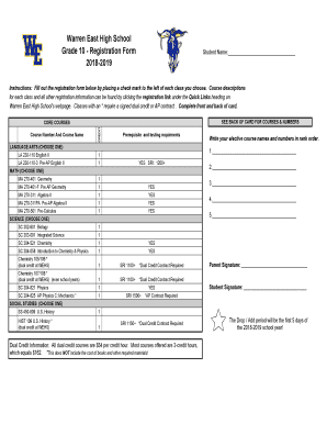 Fillable Online Grade 10 - Registration Form Fax Email Print - pdfFiller