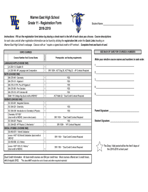 Fillable Online Grade 11 - Registration Form Fax Email Print - pdfFiller
