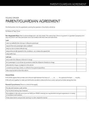 Fillable Online Parent/Guardian Agreement - eRegulations Fax Email ...
